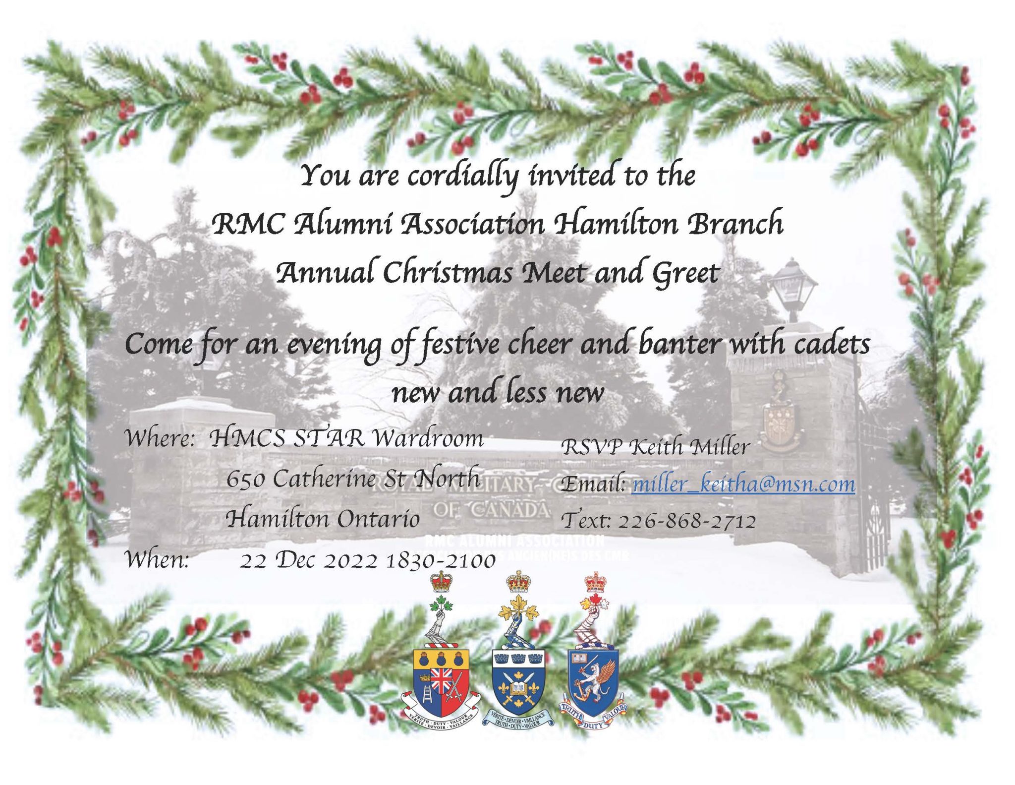 Hamilton Branch RMC Alumni Association Hosting Annual Meet and Greet ...